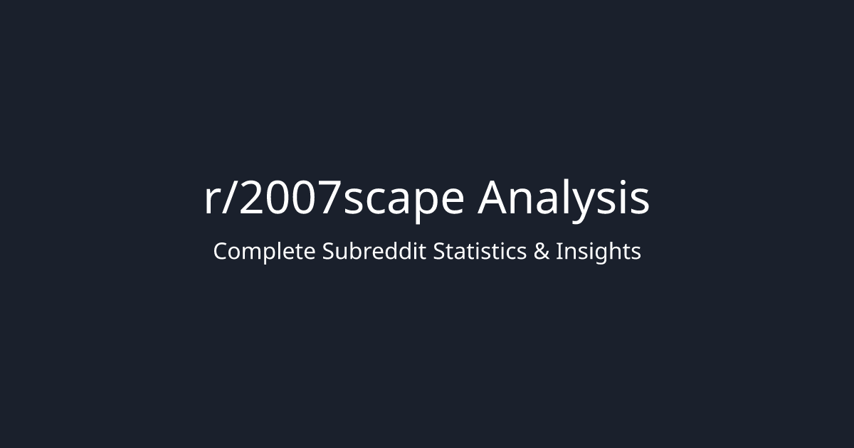 2007scape Subreddit Analysis | Stats & Insights | NicheProwler