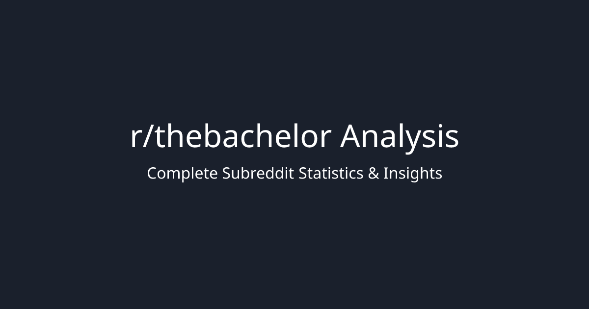 thebachelor Subreddit Analysis | Stats & Insights | NicheProwler